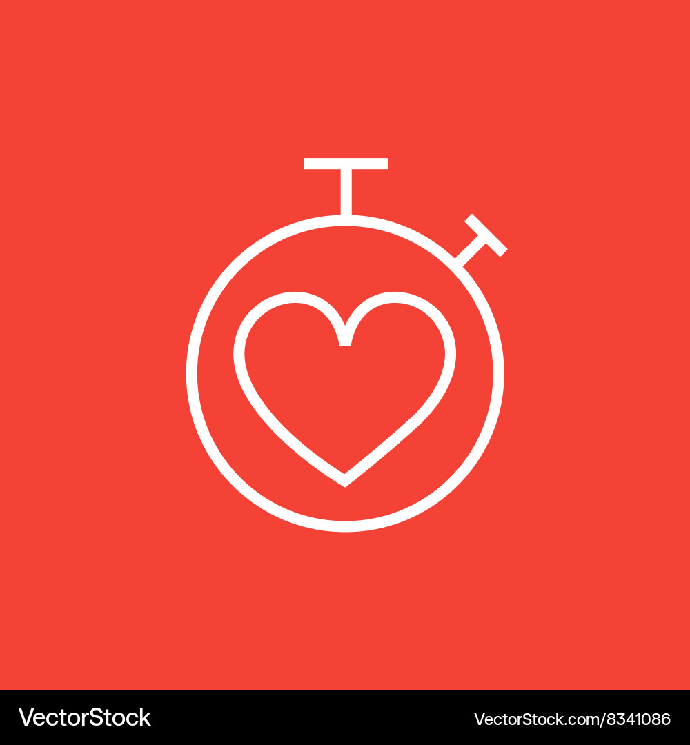 Stopwatch with heart sign line icon Royalty Free Vector