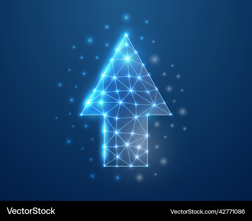 Up arrow 3d symbol in blue low poly style growth Vector Image