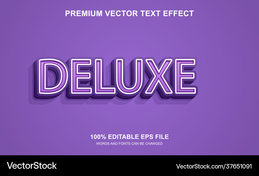 3d deluxe text effect editable text style Vector Image