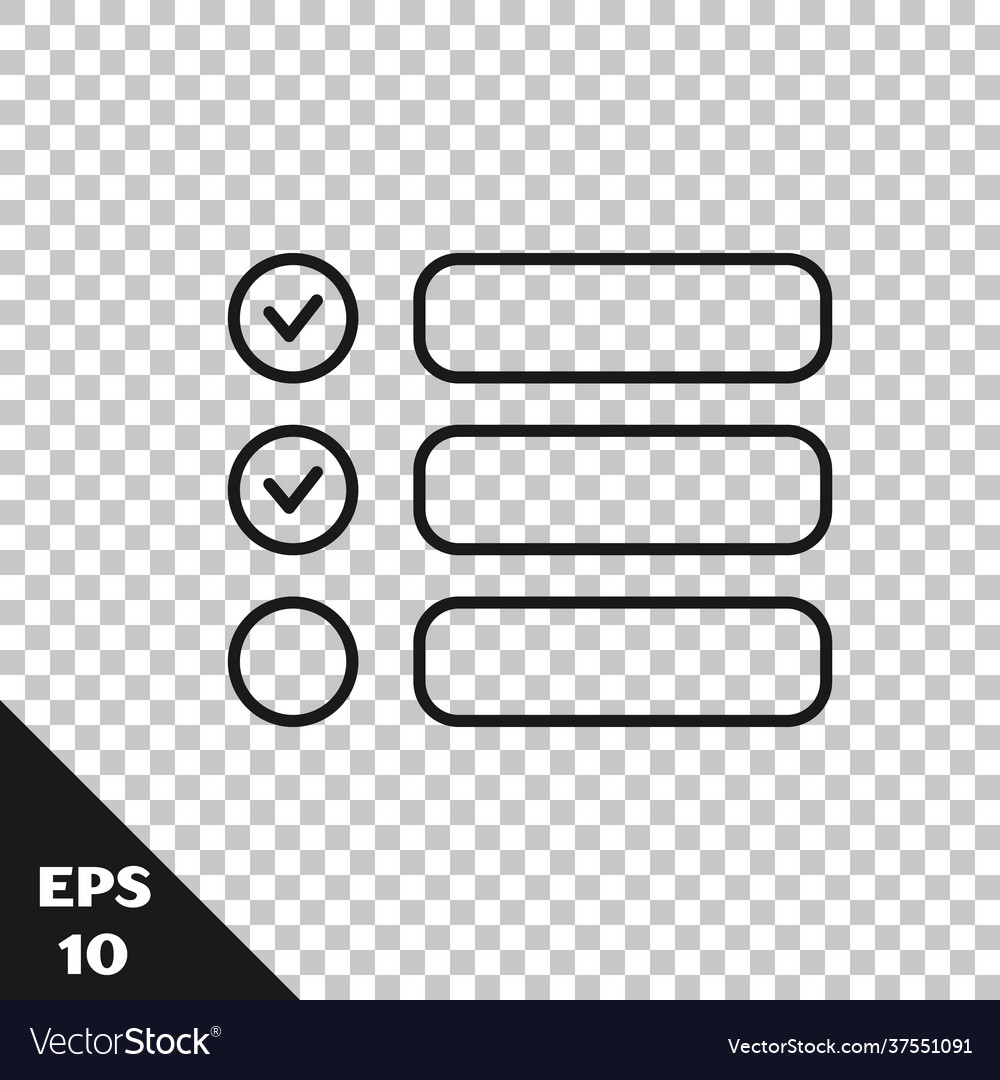 Black line task list icon isolated on transparent Vector Image