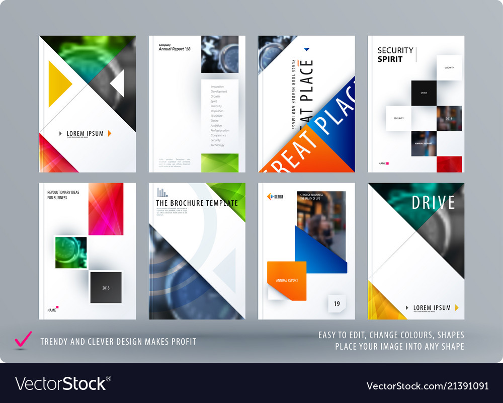Brochure design triangular template colourful Vector Image