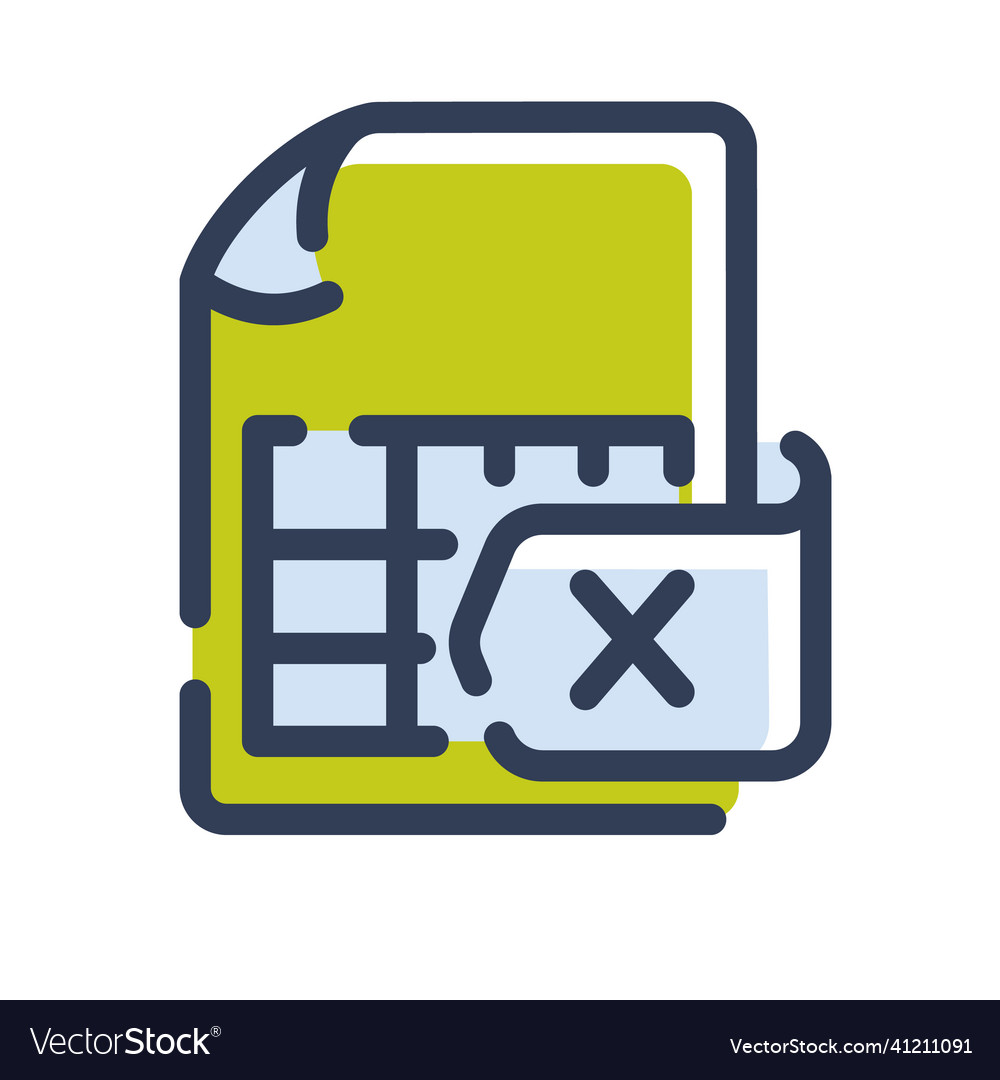 Excel document file paper page sheet single Vector Image