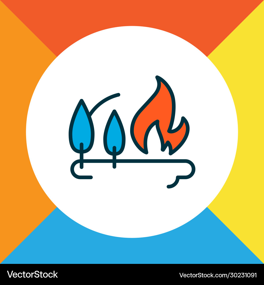 Fire in forest icon colored line symbol premium Vector Image