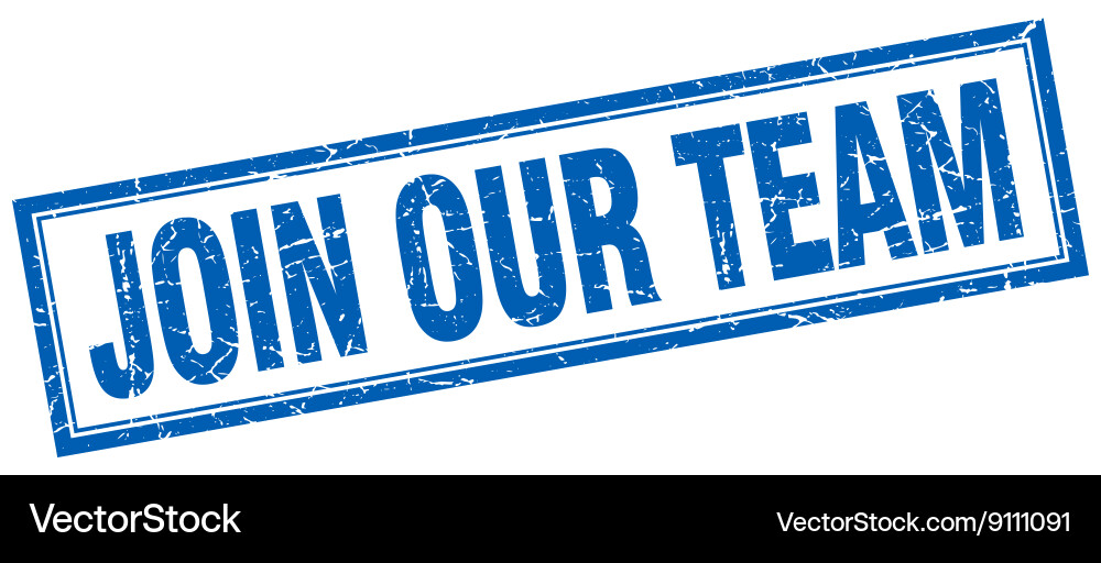 Join our team blue square grunge stamp on white Vector Image