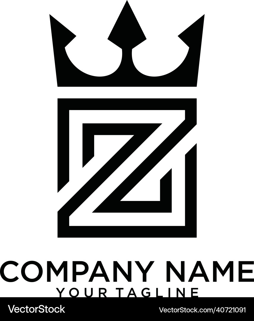 Logo z or zz with crown icon Royalty Free Vector Image
