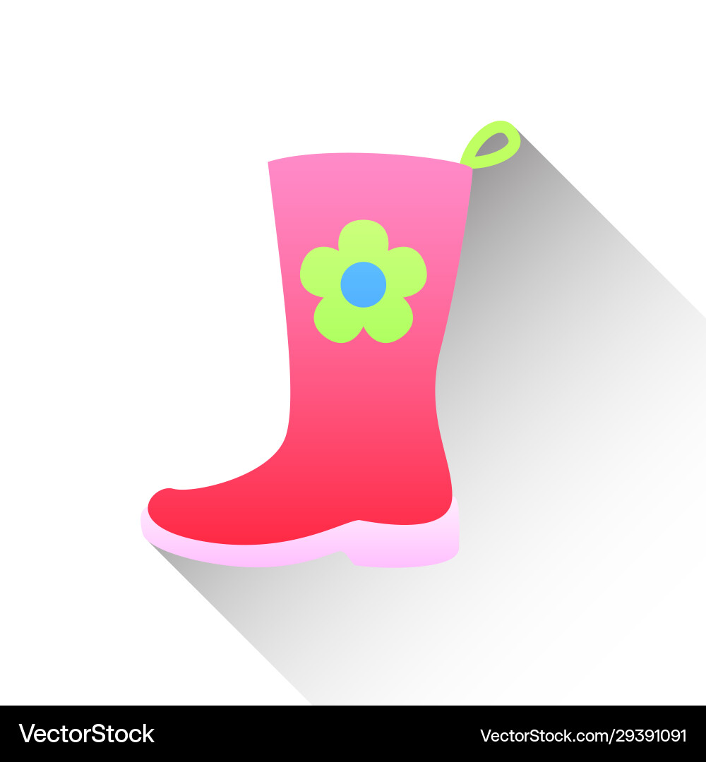 Pink rubber boots icon in flat style on a white Vector Image