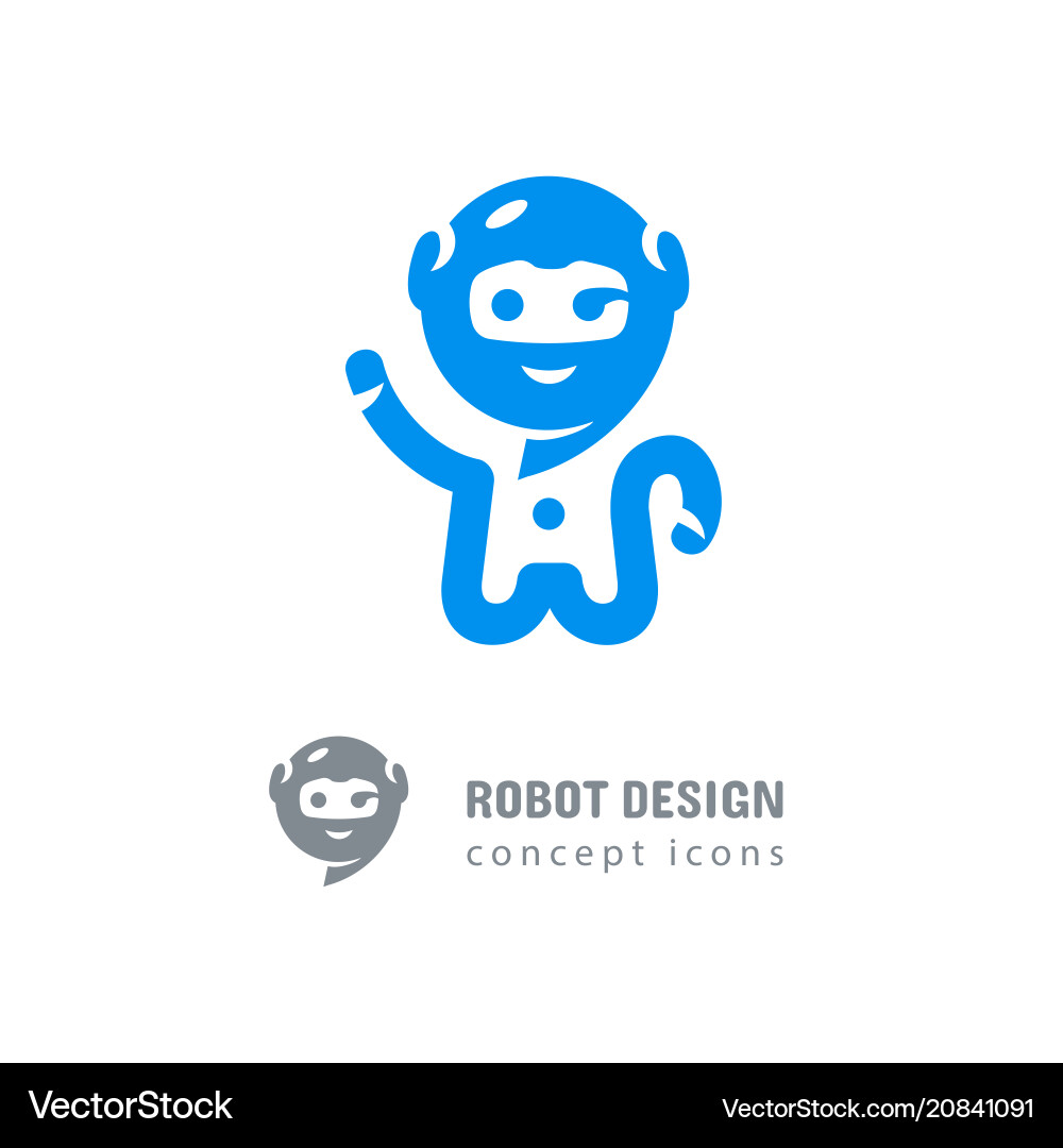 Robot logo astronaut-robot waving his hand Vector Image