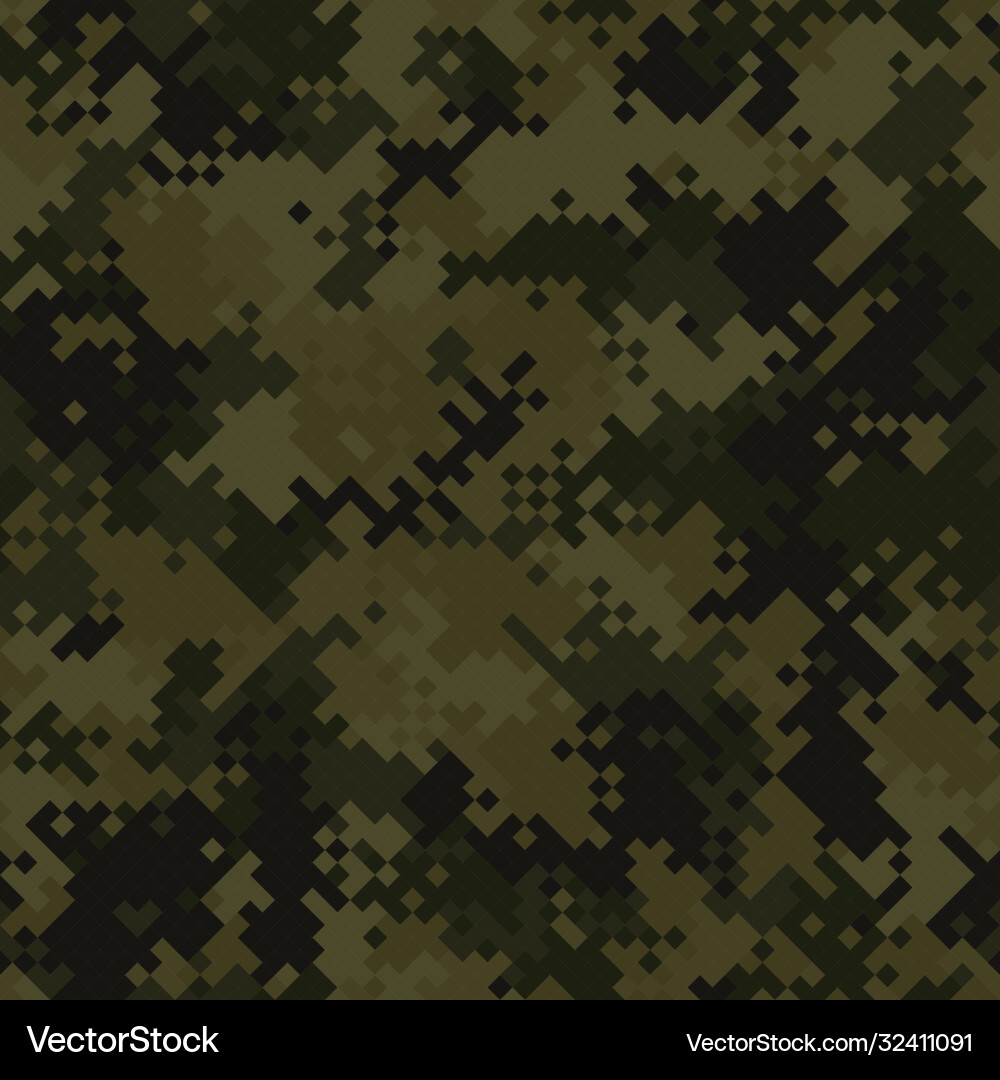Seamless digital woodland pixel camo texture Vector Image