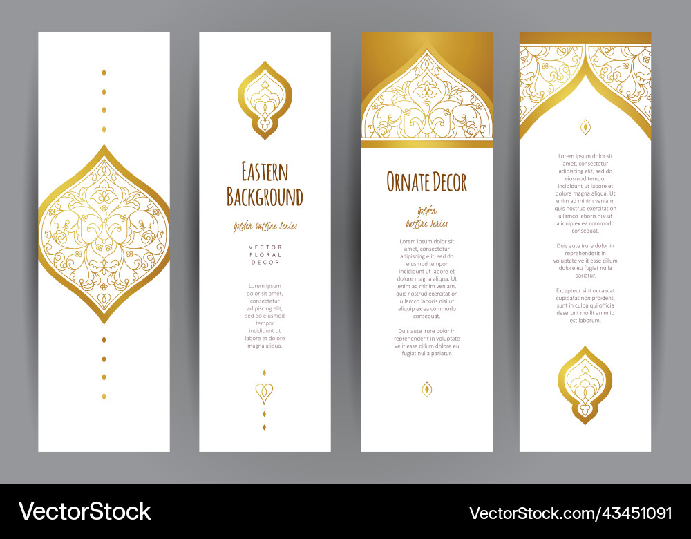 Set of vertical cards in eastern style Royalty Free Vector