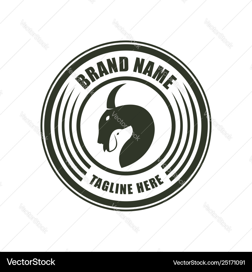 Stamp sheep and dog logo Royalty Free Vector Image