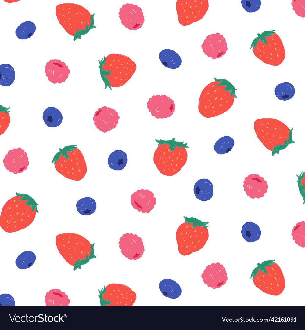 Strawberry blueberry raspberry pattern Royalty Free Vector
