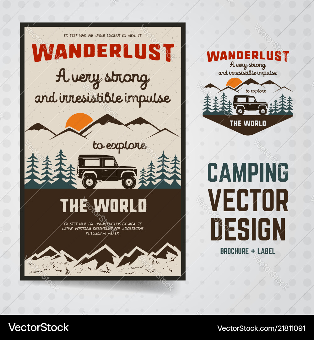 Wanderlust logo emblem and brochure template Vector Image