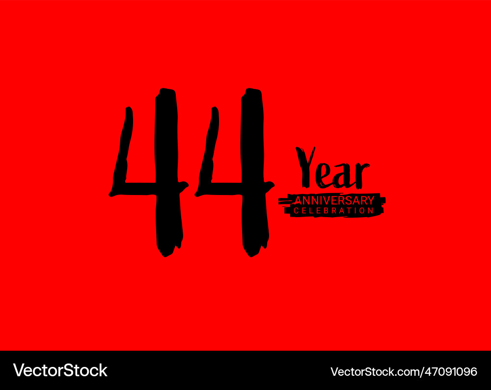 44 years anniversary celebration logo on red Vector Image
