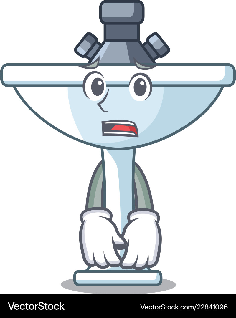 Afraid on bath room cartoon sink shape Royalty Free Vector