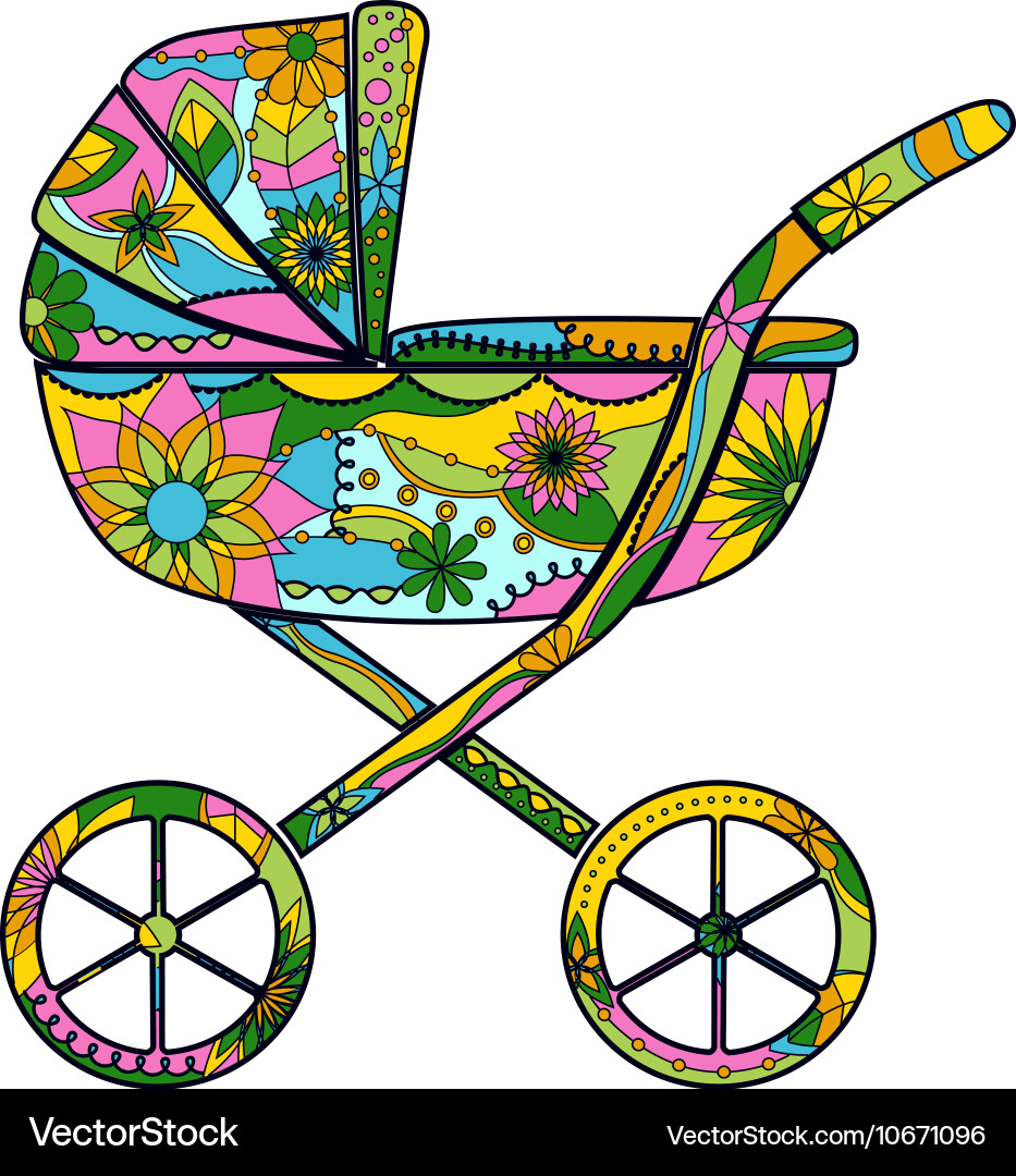 Baby carriage colorful Royalty Free Vector Image