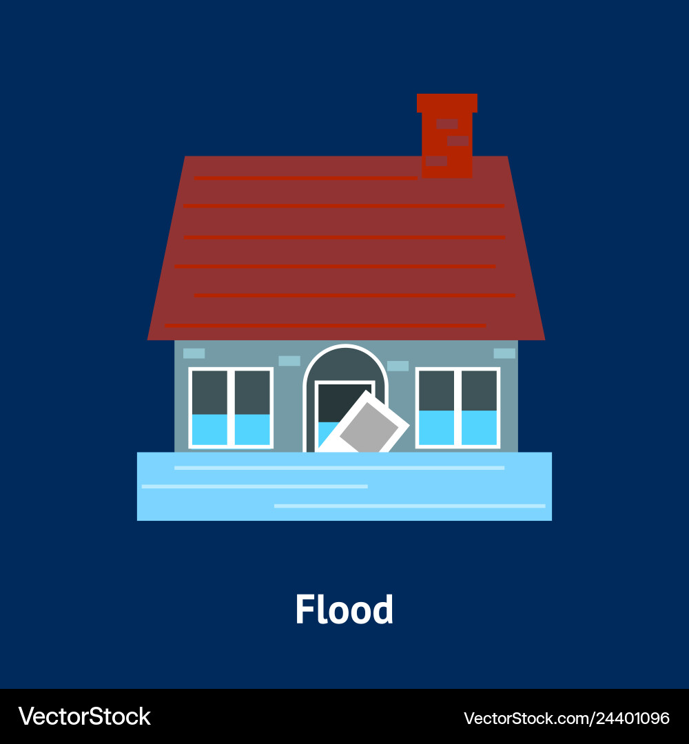 Cartoon building disasters destruction flood Vector Image