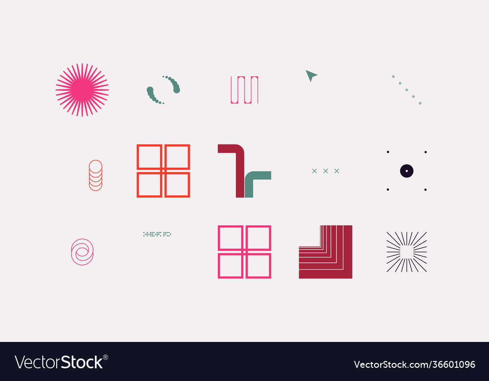 Collection abstract geometric shapes Royalty Free Vector
