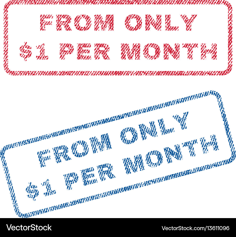 From only dollar 1 per month textile stamps Vector Image