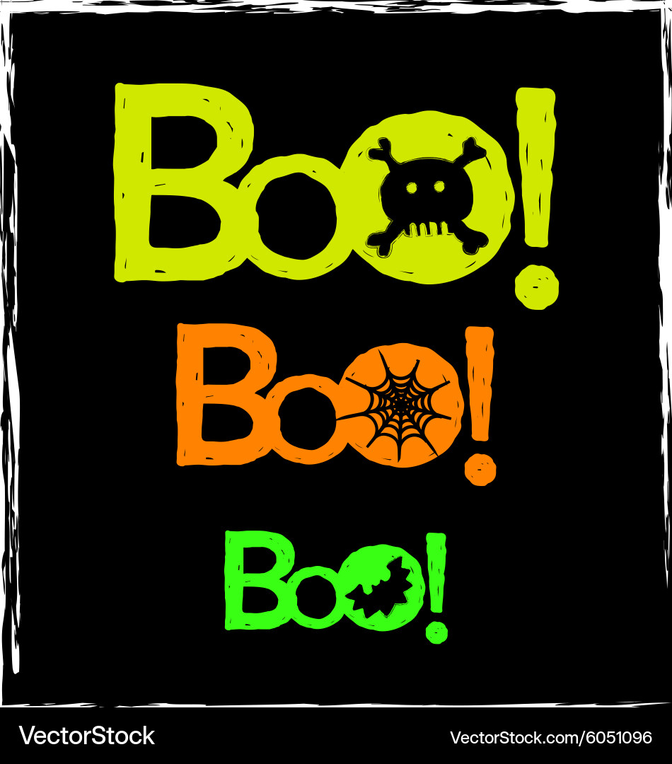 Halloween boo neon graphics on a black background Vector Image