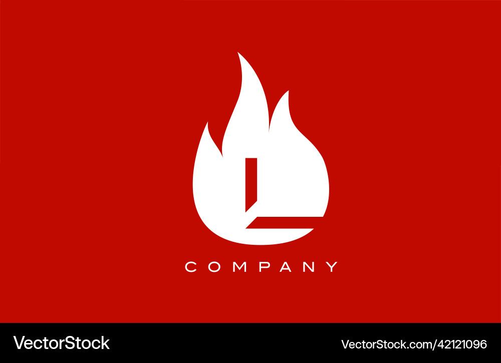 Red l fire flames alphabet letter logo design Vector Image