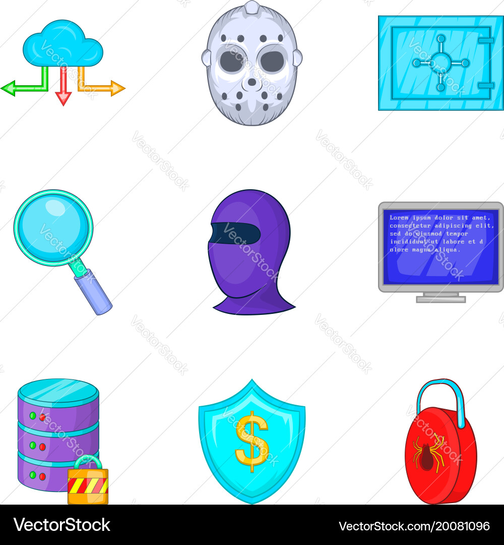 Safety icons set cartoon style Royalty Free Vector Image