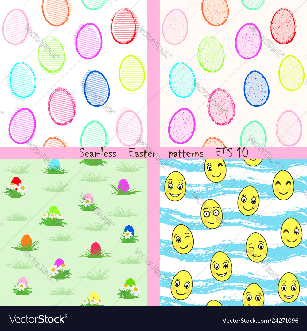 Set easter seamless patterns eps 10 Royalty Free Vector