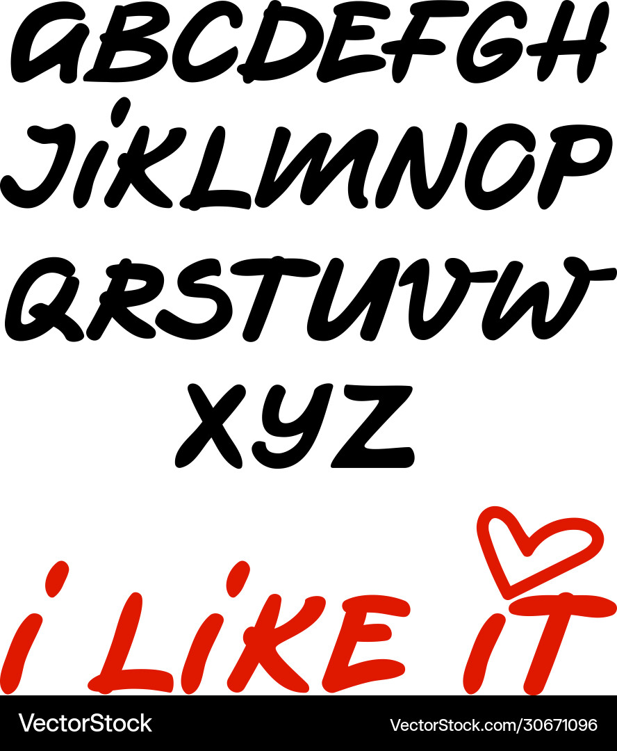 Set english alphabet handwritten font Royalty Free Vector