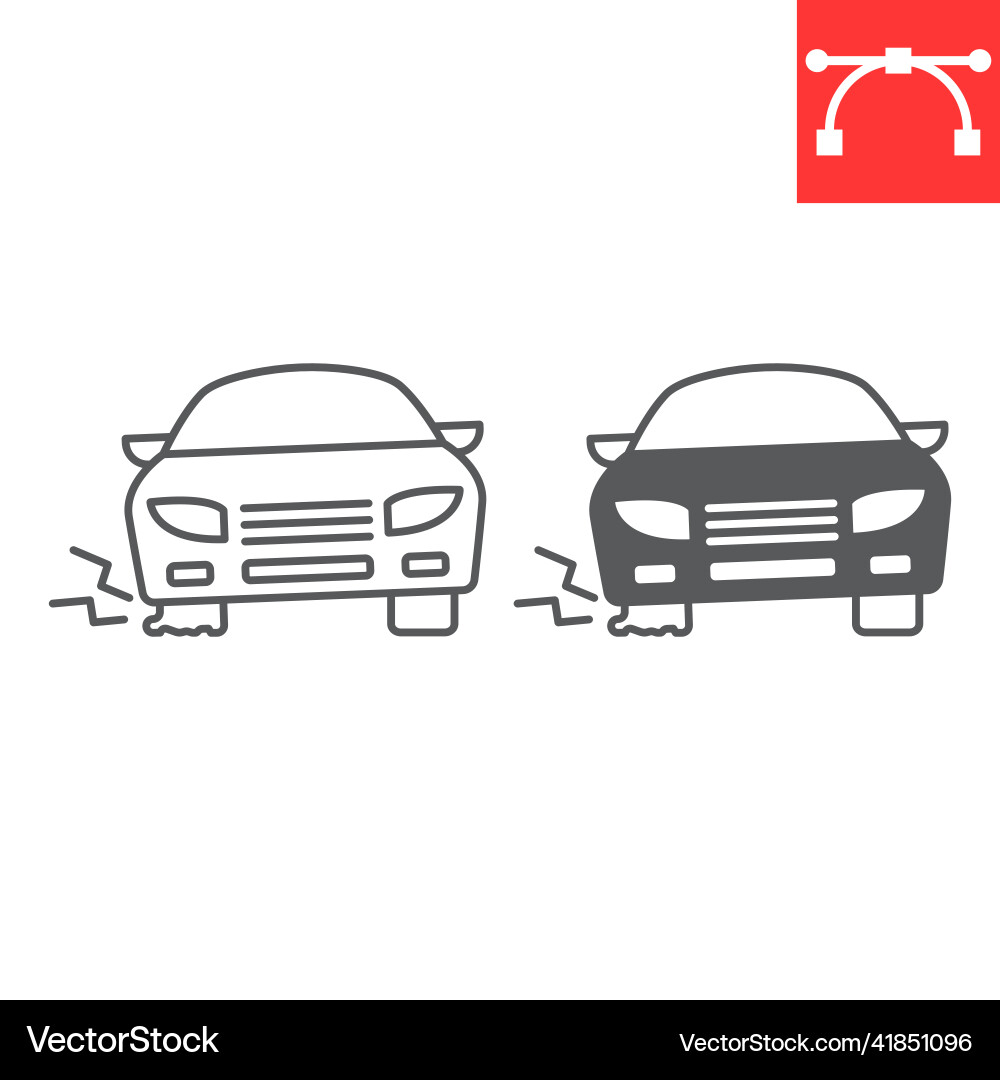 Tire burst line and glyph icon Royalty Free Vector Image