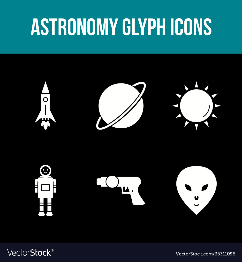 Unique astronomy glyph icon set Royalty Free Vector Image