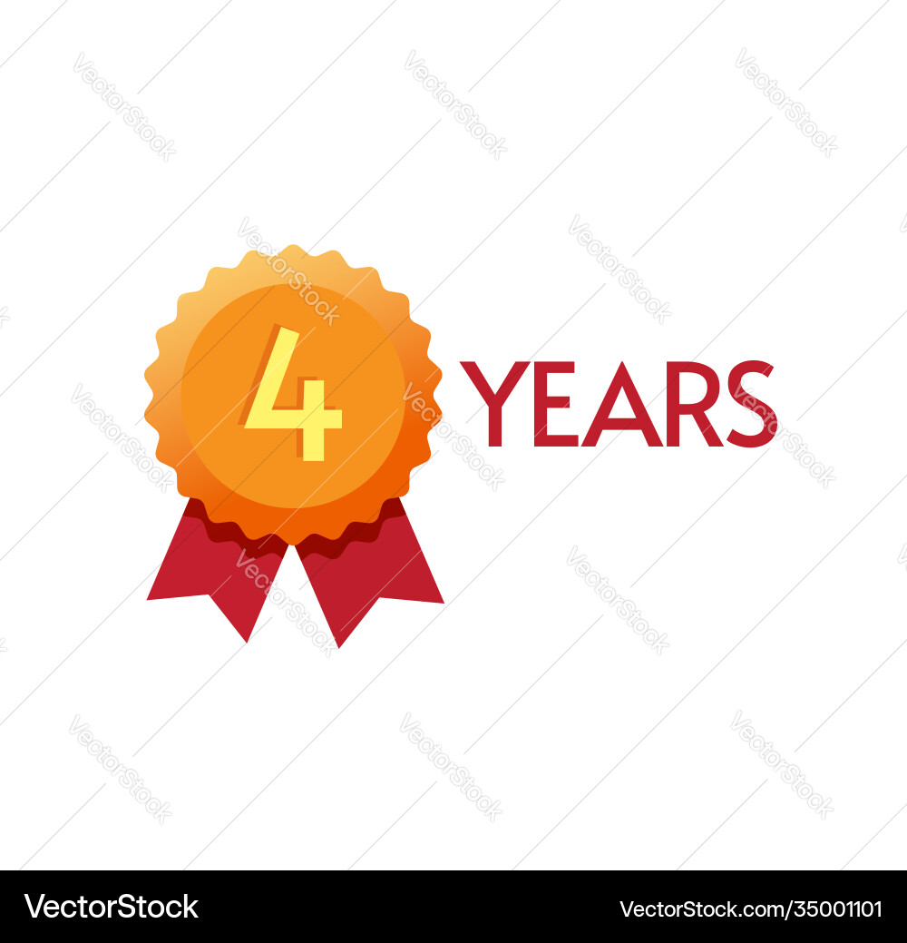 4 years anniversary icon badge flat symbol Vector Image
