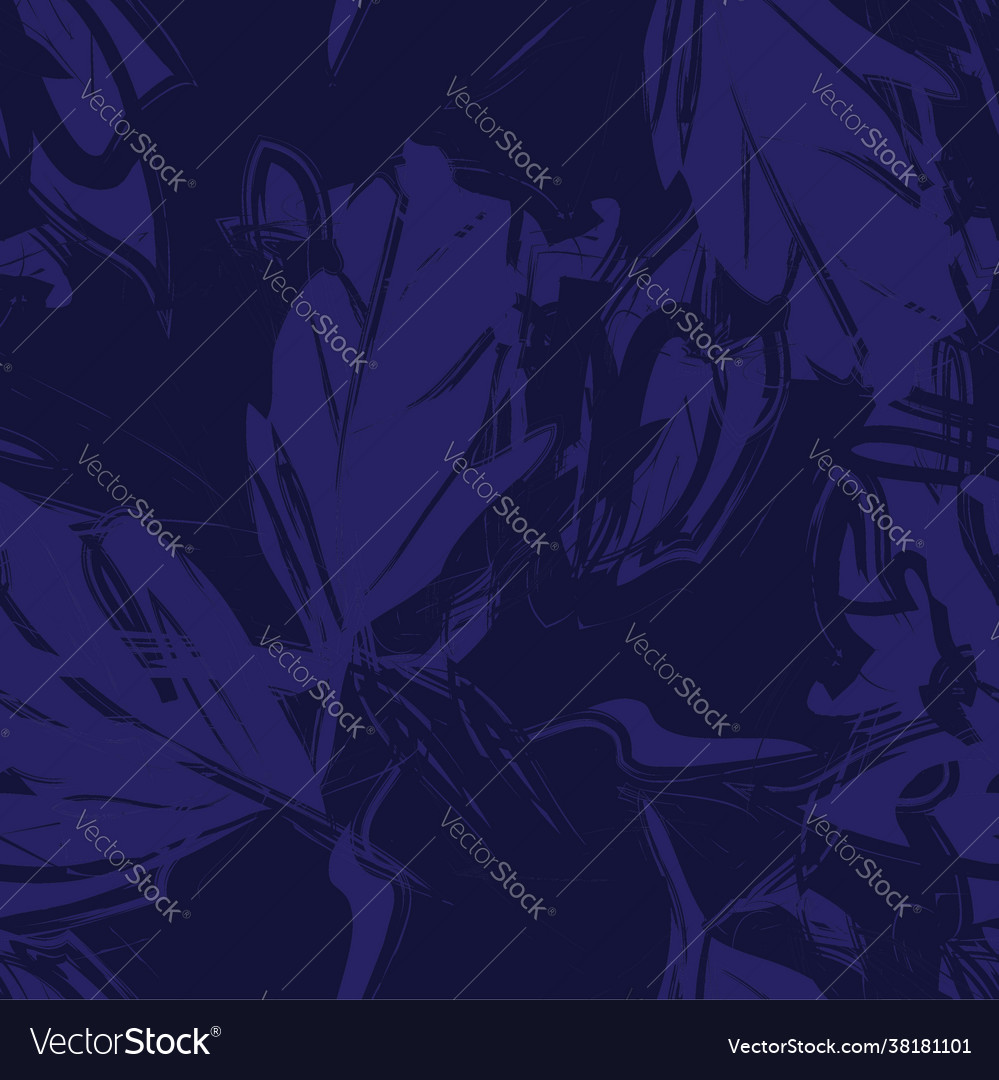 Blue floral brush strokes seamless pattern Vector Image