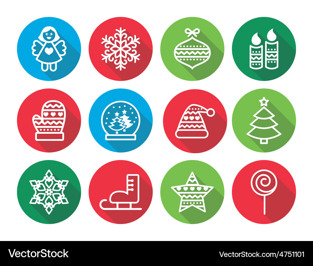 Christmas flat design icons - xmas tree angel Vector Image