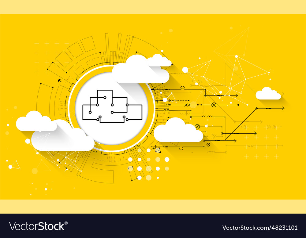 Cloud storage technology integrated digital web Vector Image