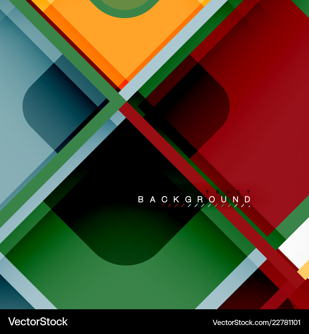 Colorful round squares modern geometric background