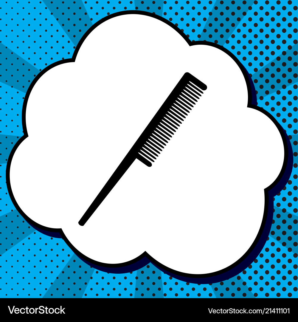 Comb sign black icon in bubble on blue Royalty Free Vector