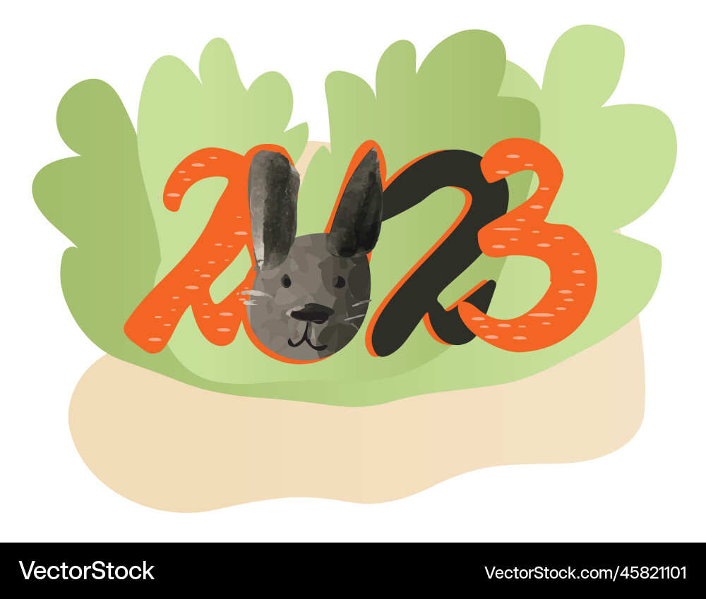 Drawing rabbit and happy new year hand drawn Vector Image