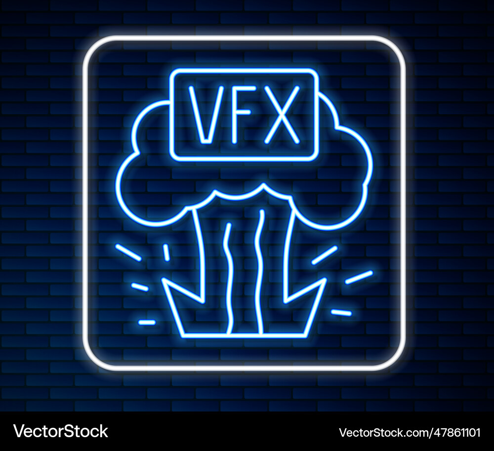 Glowing neon line vfx icon isolated on brick wall Vector Image