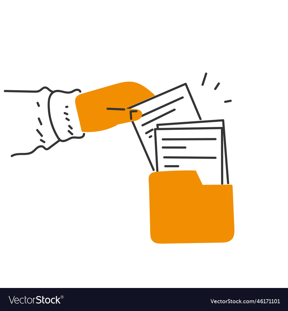 Hand Drawn Doodle Person Put Or Take File Vector Image