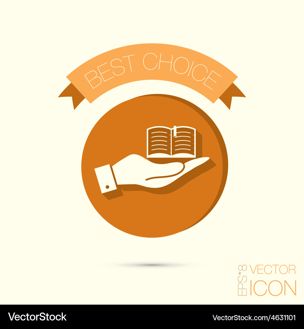 Hand holding a open book sign education Royalty Free Vector