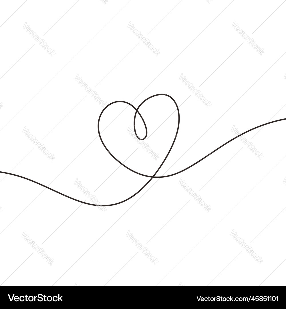 Heart one line drawing symbol minimalist design Vector Image