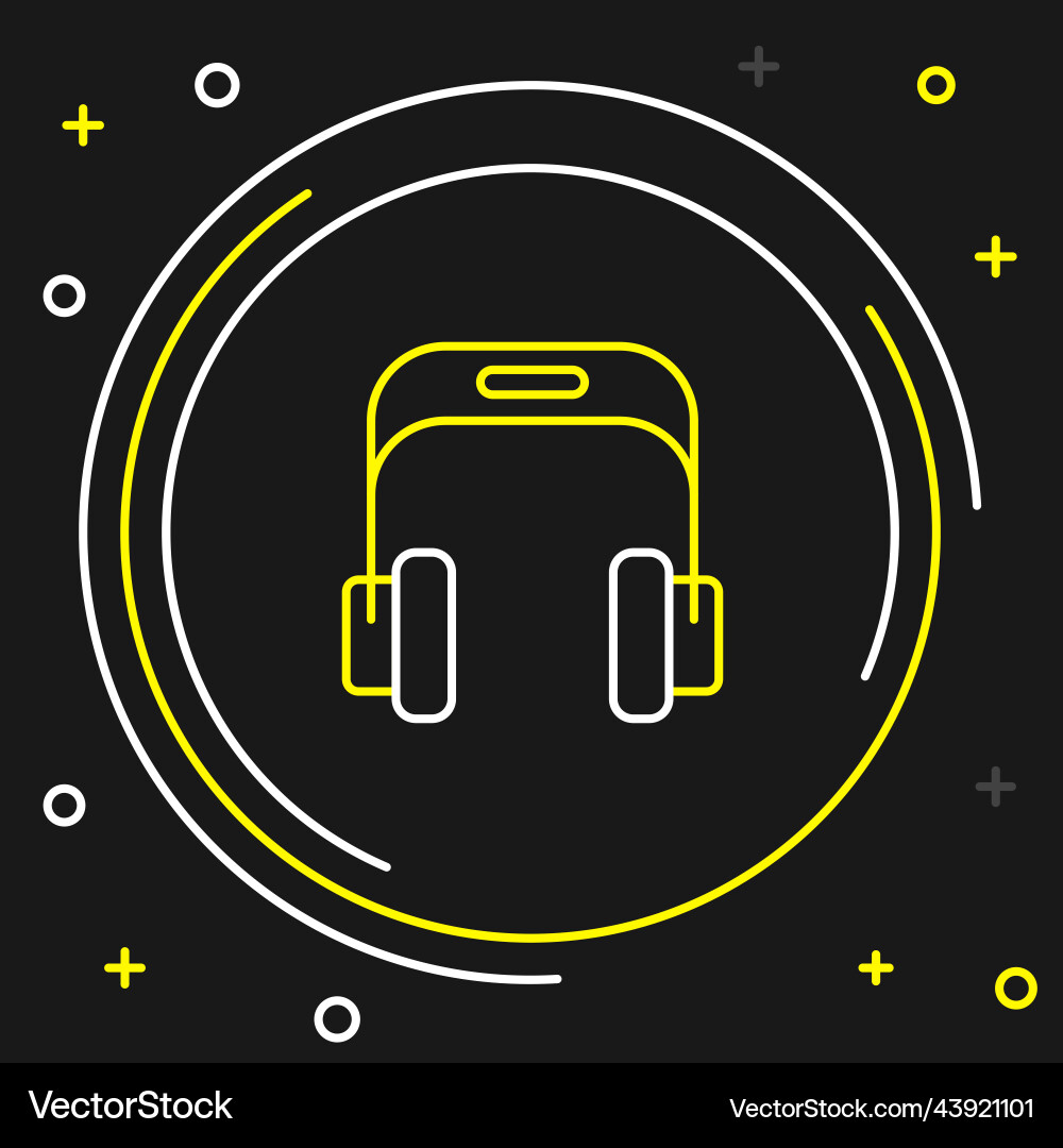 Line headphones icon isolated on black background Vector Image