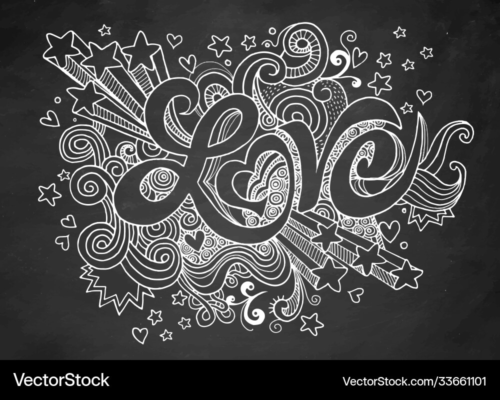 Love hand lettering and doodles elements sketch Vector Image