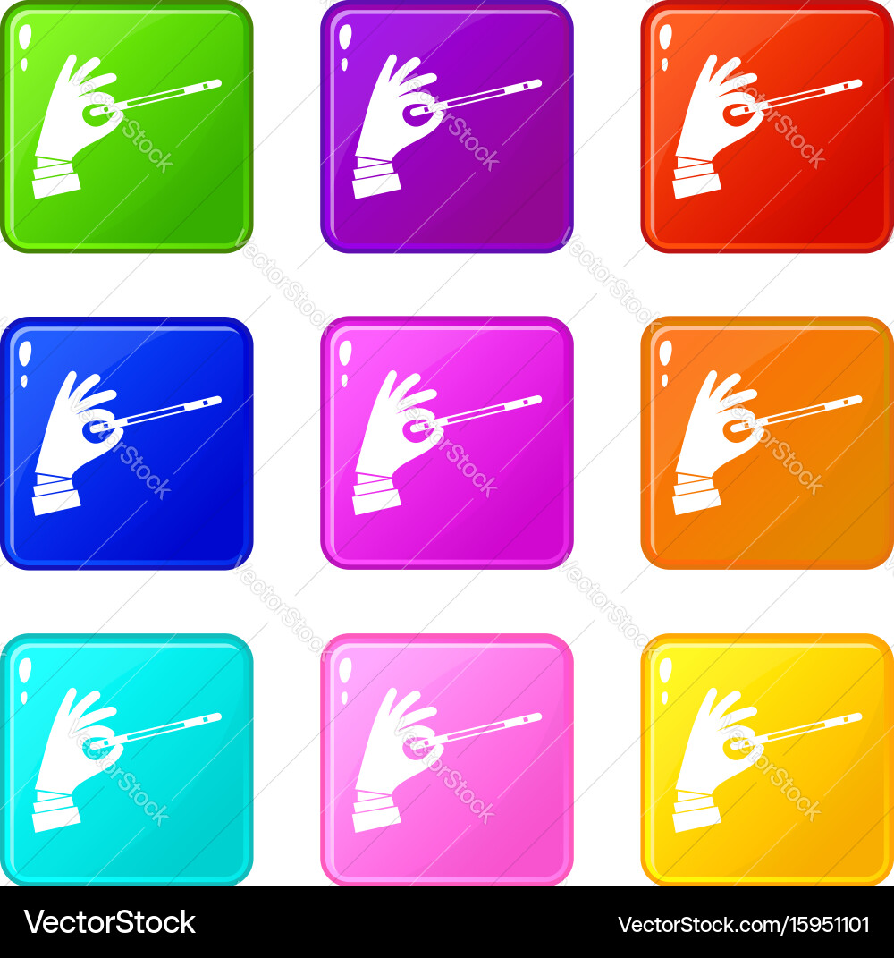 Magician hand with a magic wand set 9 Royalty Free Vector