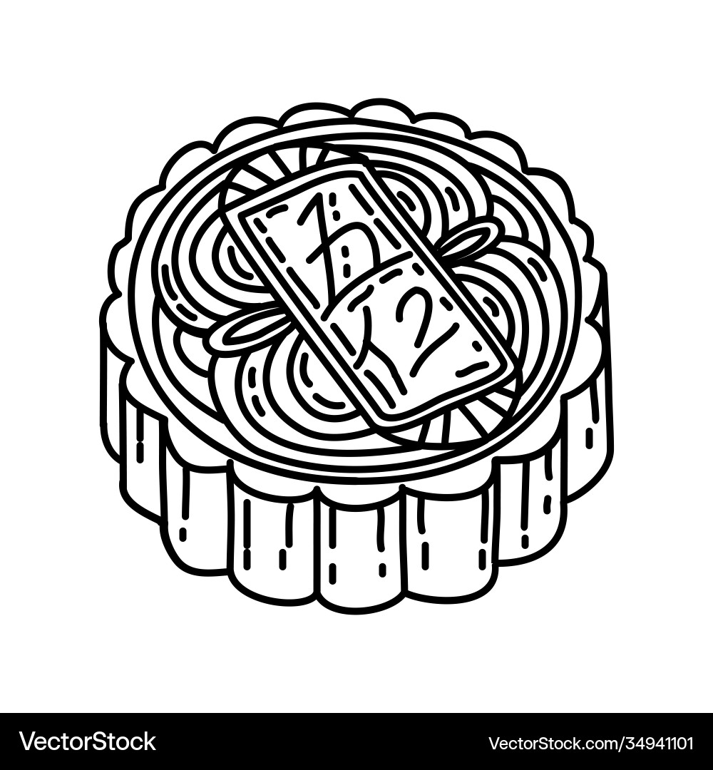 Mooncake icon doodle hand drawn or outline icon Vector Image