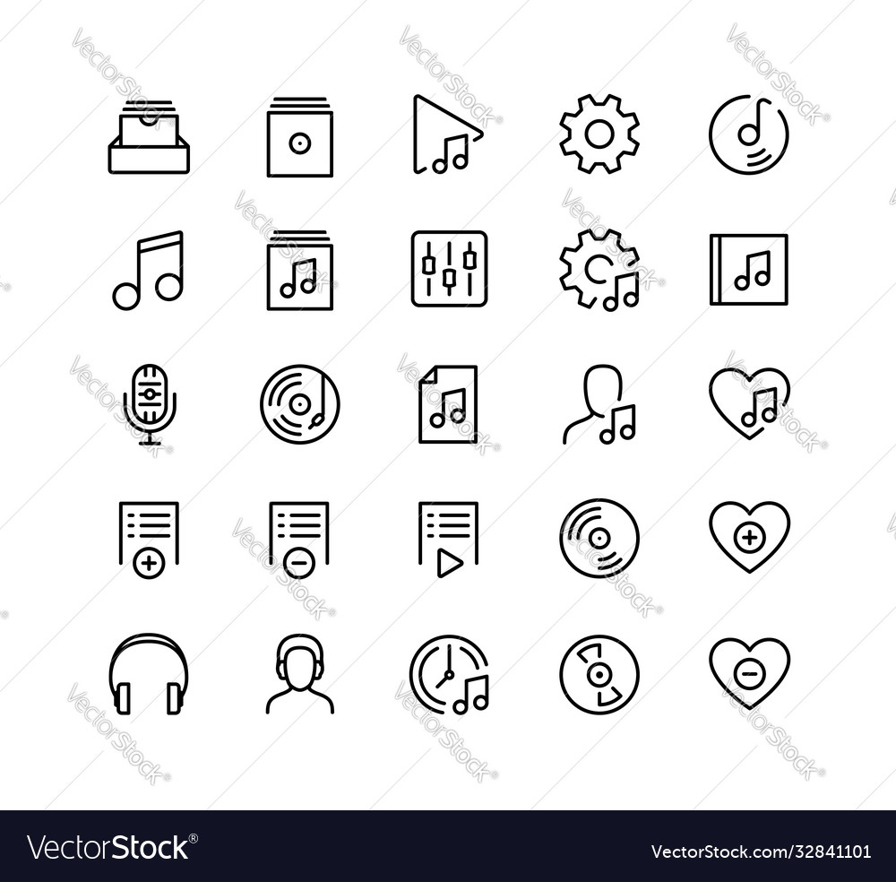 Music player ui related icon set in outline style Vector Image