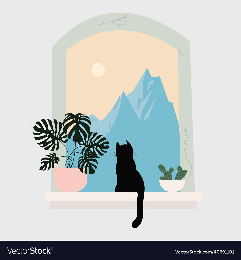 Open window landscape Royalty Free Vector Image