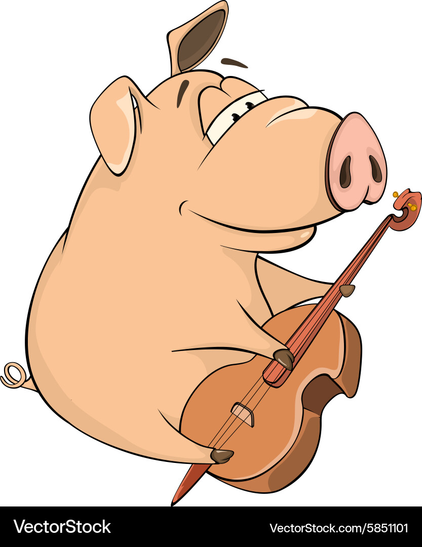 Pig-musician cartoon Royalty Free Vector Image
