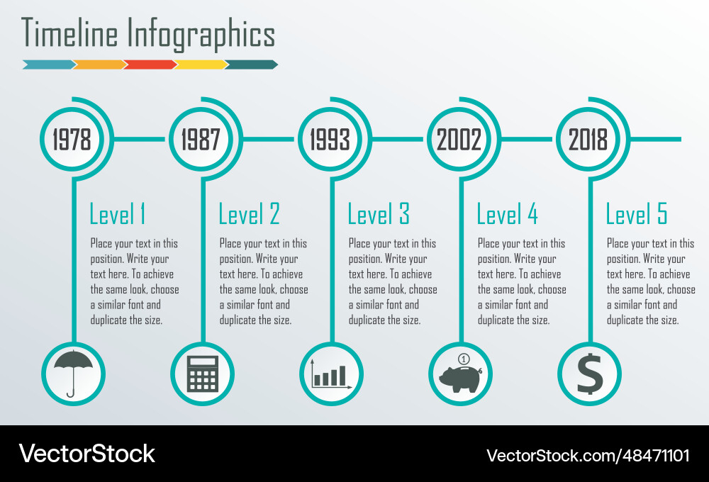 Timeline infographics template horizontal design Vector Image