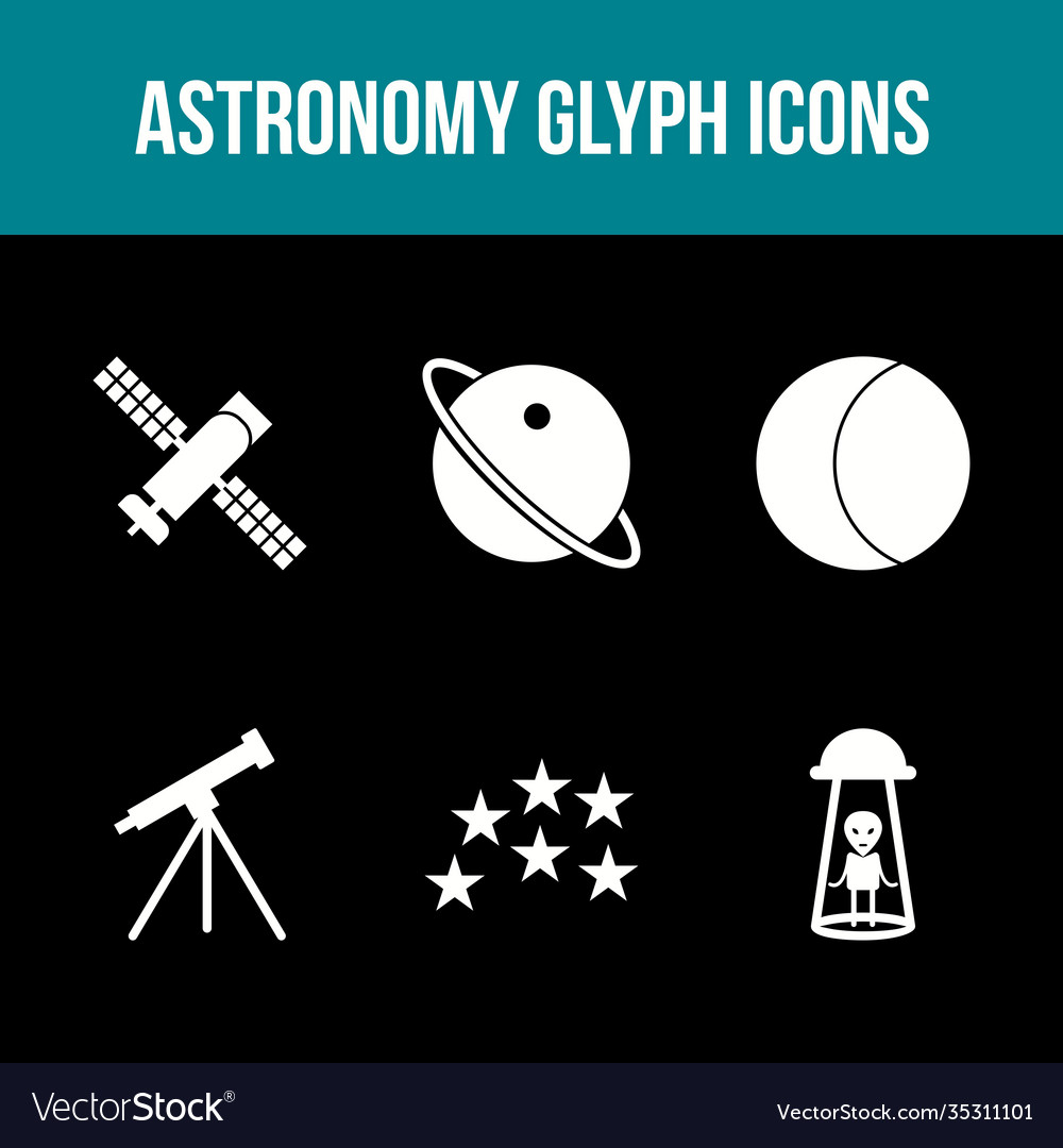 Unique astronomy glyph icon set Royalty Free Vector Image