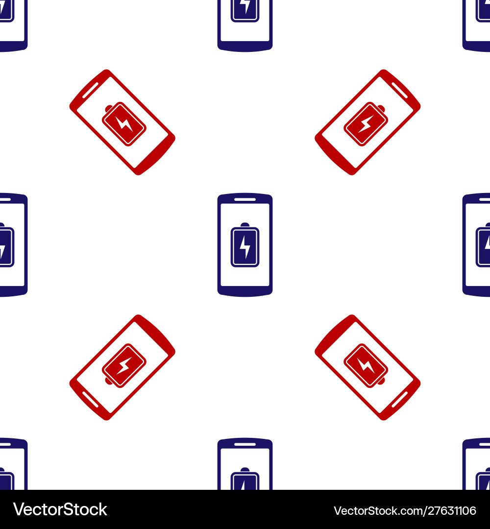 Blue and red smartphone battery charge icon Vector Image